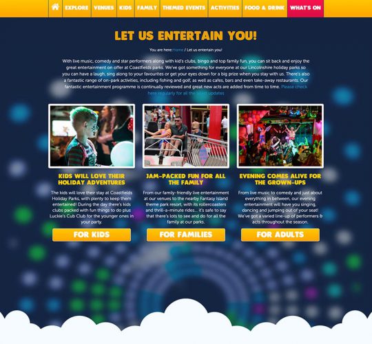 Pitched Websites Portfolio | Coastfields Leisure, Lincolnshire